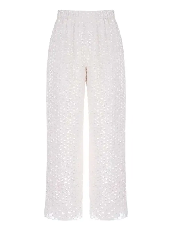 NEEDLE  THREAD Needle & Thread Sequined Wide-leg Trousers - White