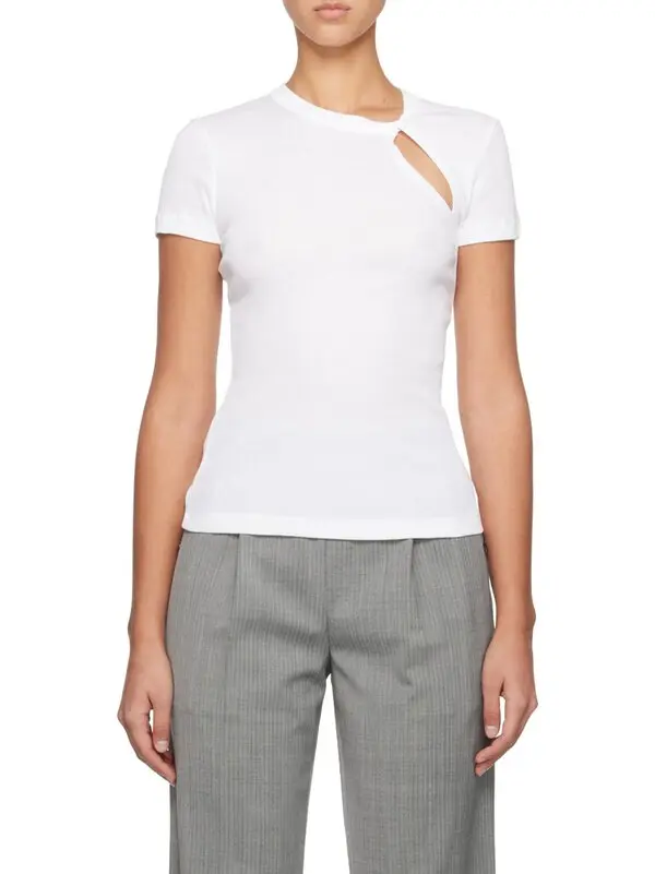 Helmut Lang Asymmetrical Slash Short-sleeved Top - Black