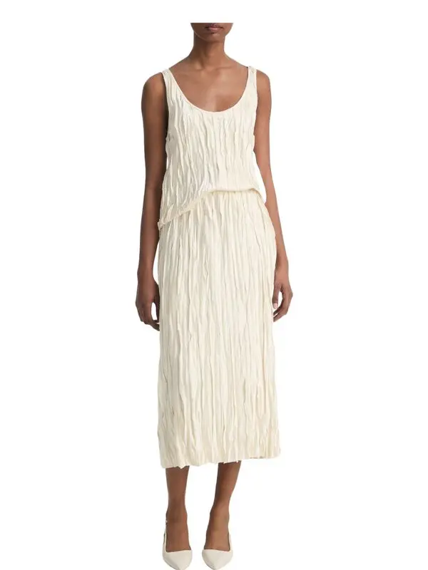 Vince Crushed Textured Tank Top - Light Ivory