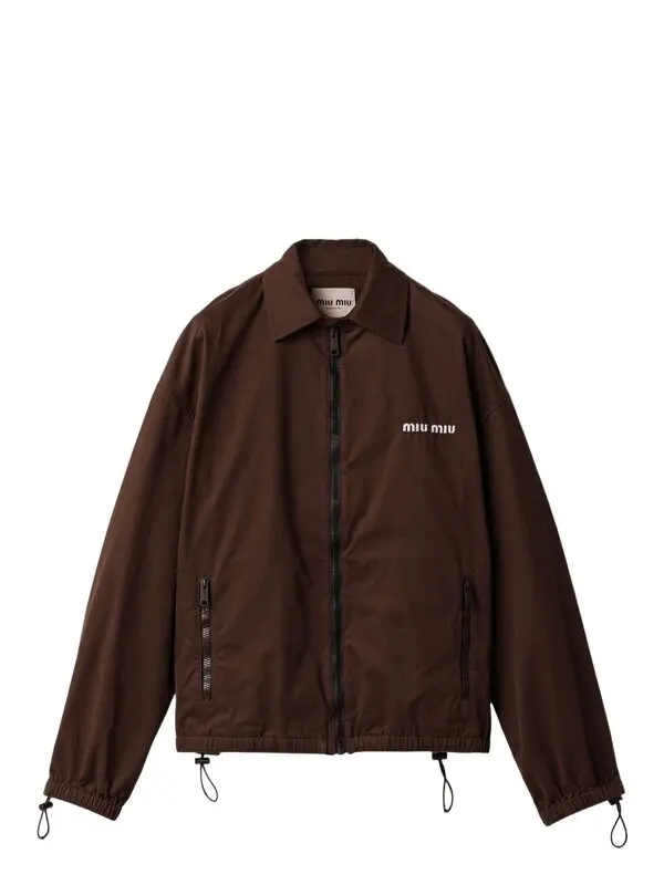 Miu Miu Washed Gabardine Oversized Zip-up Blouson Jacket - Ebony