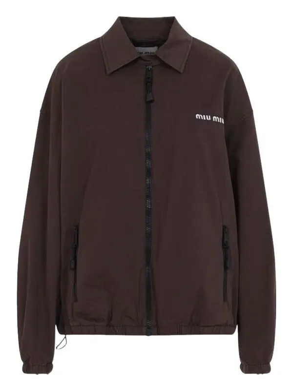 Miu Miu Washed Gabardine Blouson Jacket - Ebony