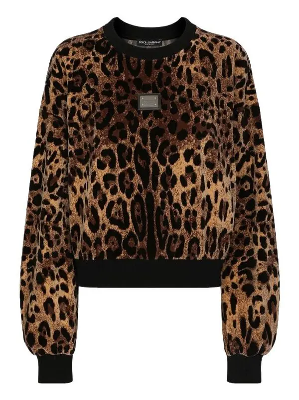 Dolce & Gabbana Leopard-jacquard Chenille Jumper - Brown