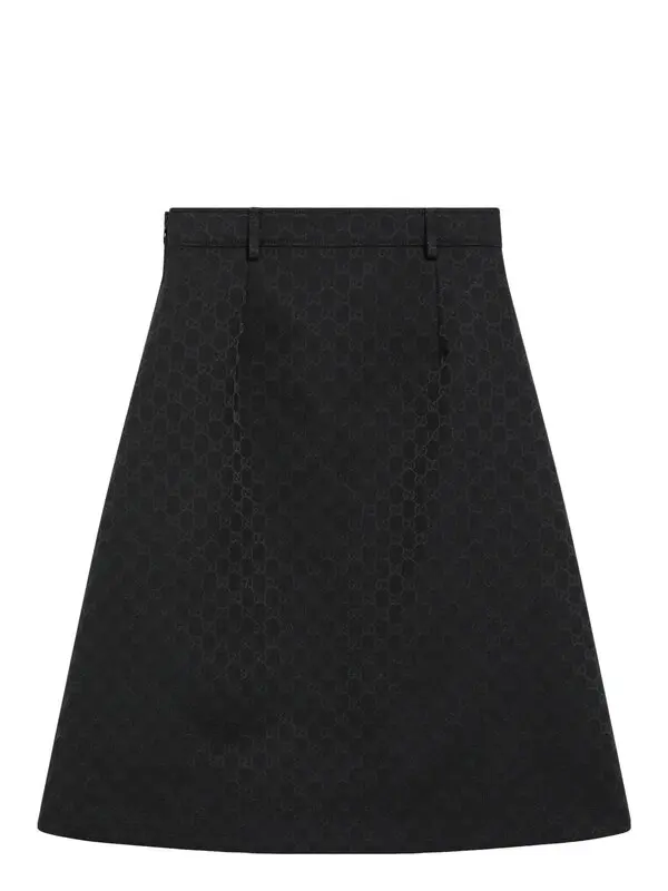 Gucci Gg Cotton Blend Midi Skirt - Black
