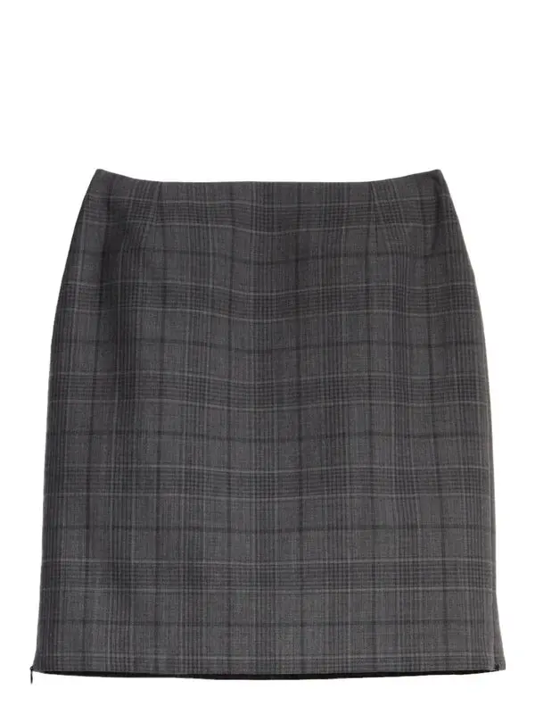 Gucci Checked Fine Wool Mini Skirt - Gray/beige