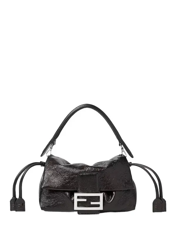 Fendi Baguette Soft Small Crackled Leather Mini-bag - Black
