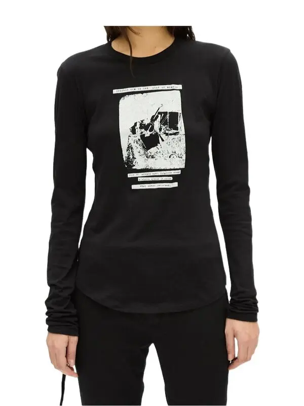 ANN DEMEULEMEESTER Ruched T-shirt With Graphic Print - Black