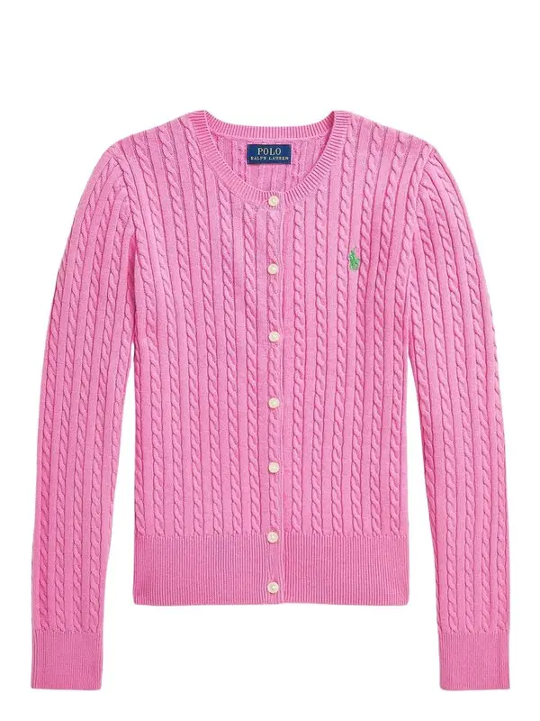 Polo Ralph Lauren Long-sleeved Knitted Cardigan With Logo Embroidery - Pink