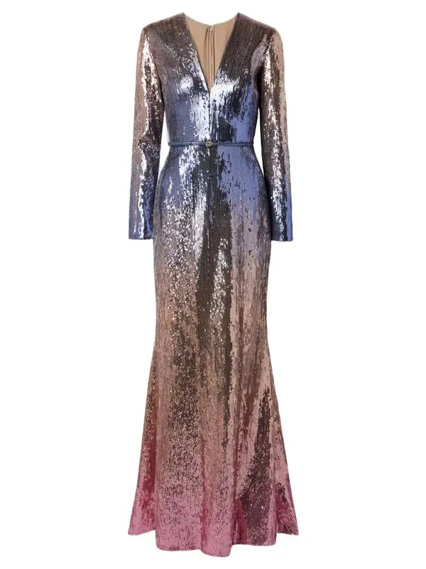 Elie Saab Gradient Sequin Maxi Gown - No