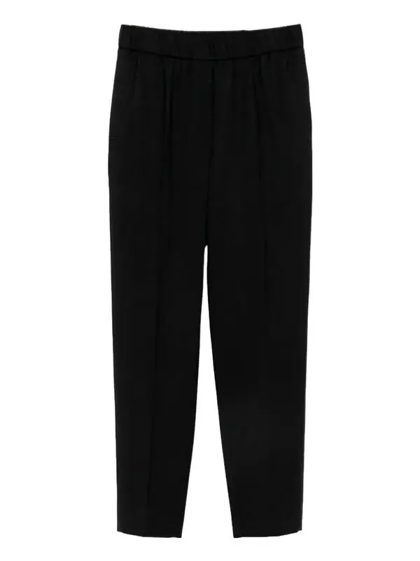 Peserico Elasticated Waistband Pressed Crease Trousers - Black