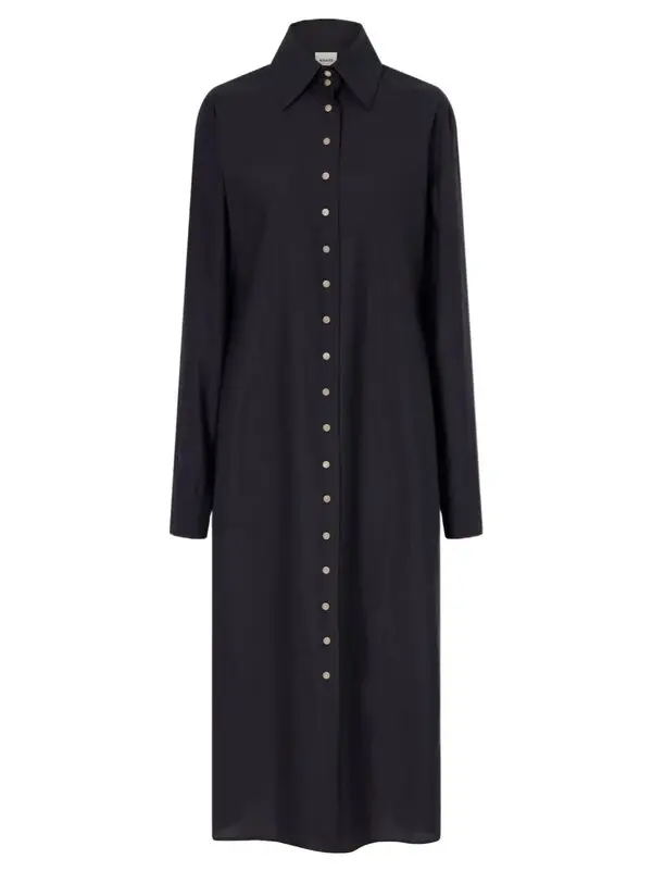 Khaite Classic Collar Shirt Dress - Black