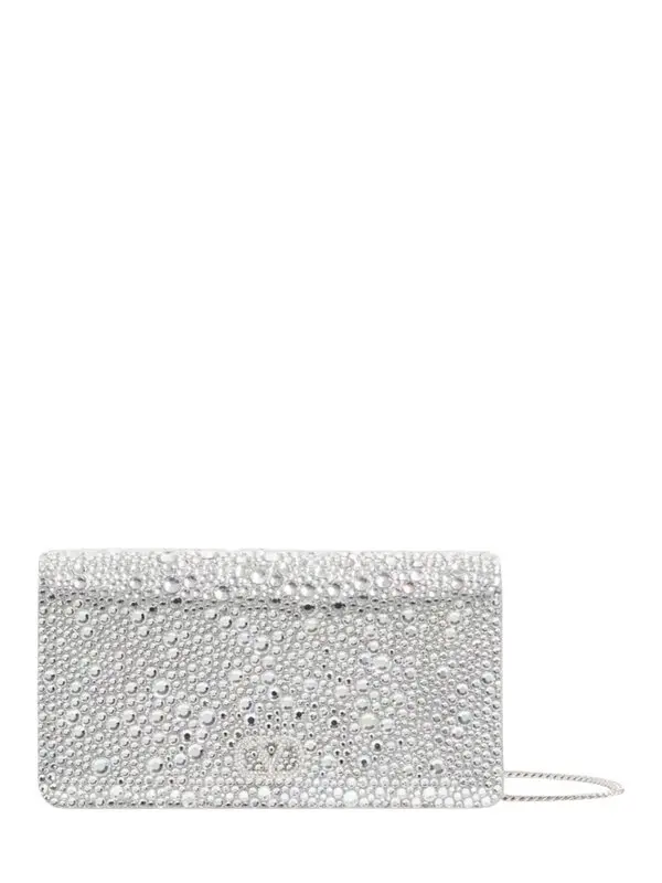 Valentino Garavani Embellished Flap Chain Shoulder Bag - Silver
