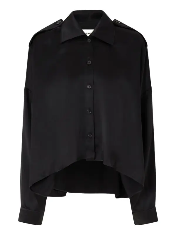 Khaite Cropped Shirt With Epaulets - Black