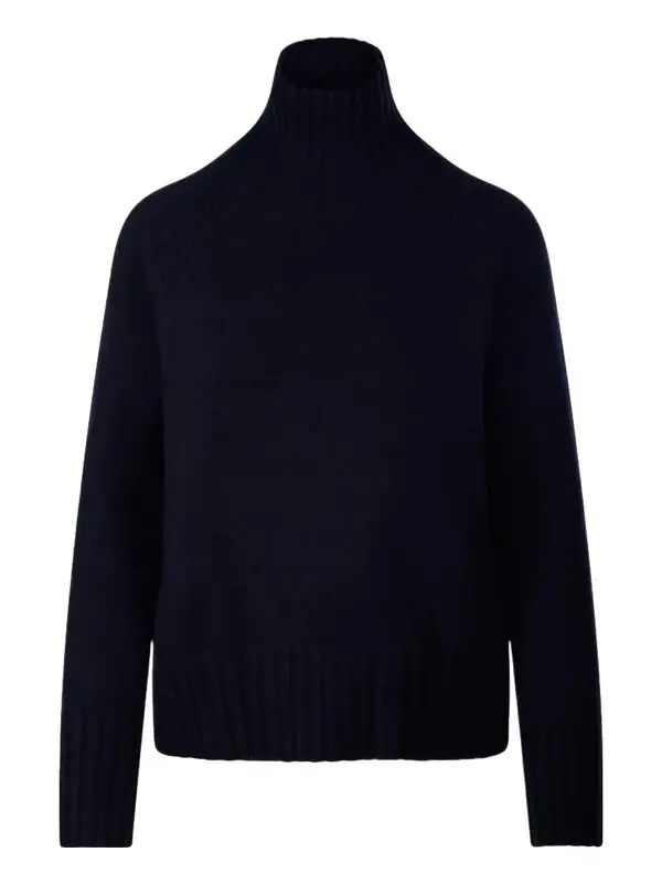 Max Mara Long-sleeved High Neck Sweater - Navy Blue