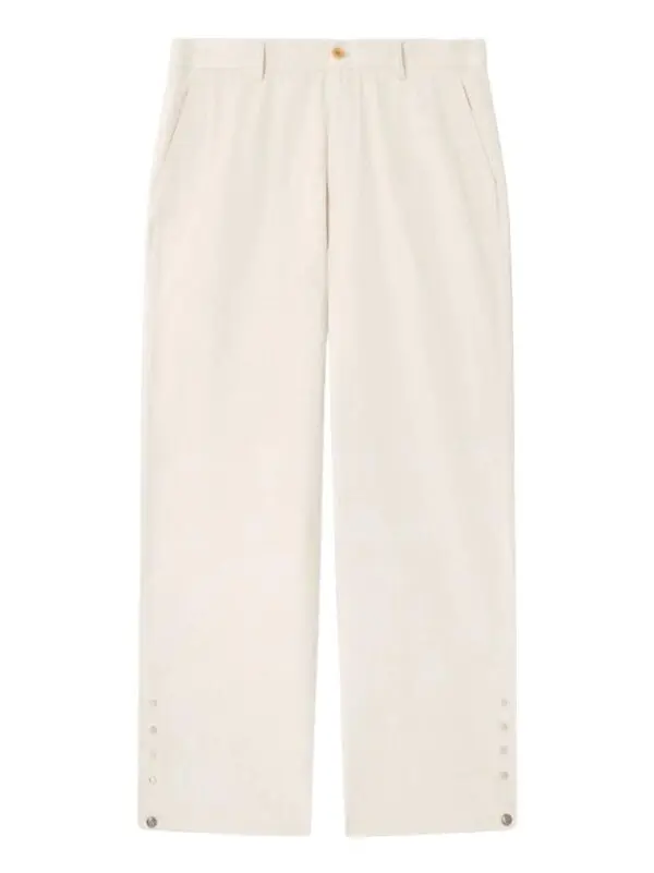 Palm Angels Wide Leg Trousers With Snap Button Detail - Off-white-silver
