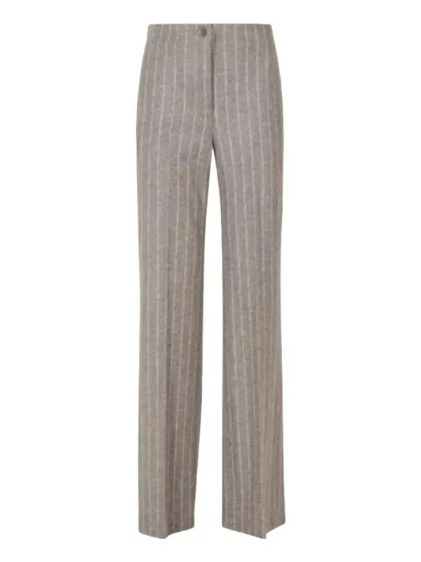 Seventy Button-detail Casual Trousers With Vertical Stripes - Mud