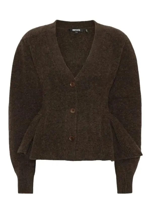ROTATE BY BIRGER CHRISTENSEN Peplum Cardigan - Dark Brown