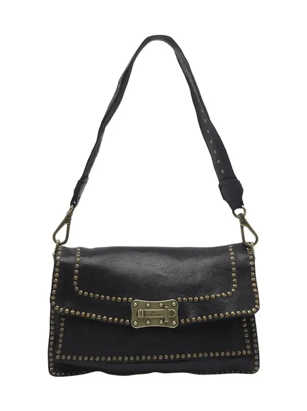 CAMPOMAGGI Flap Shoulder Bag With Stud Embellishments - Black