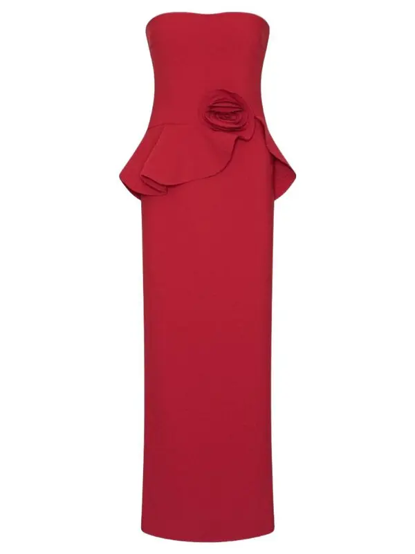 ROTATE BY BIRGER CHRISTENSEN Long Flower Strapless Dress - Red