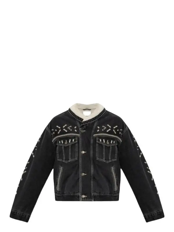 Isabel Marant Étoile Long Sleeve Embroidered Denim Jacket - Black