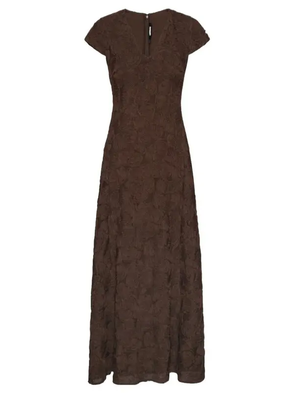 ROTATE BY BIRGER CHRISTENSEN Flower Mesh Sleeveless Maxi Dress - Dark Brown
