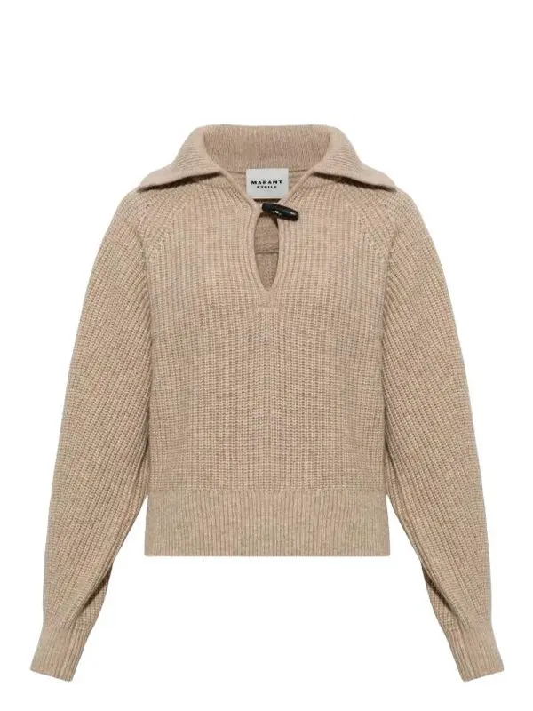 Isabel Marant Étoile Long Sleeve Fold-over Collar Sweater - Beige