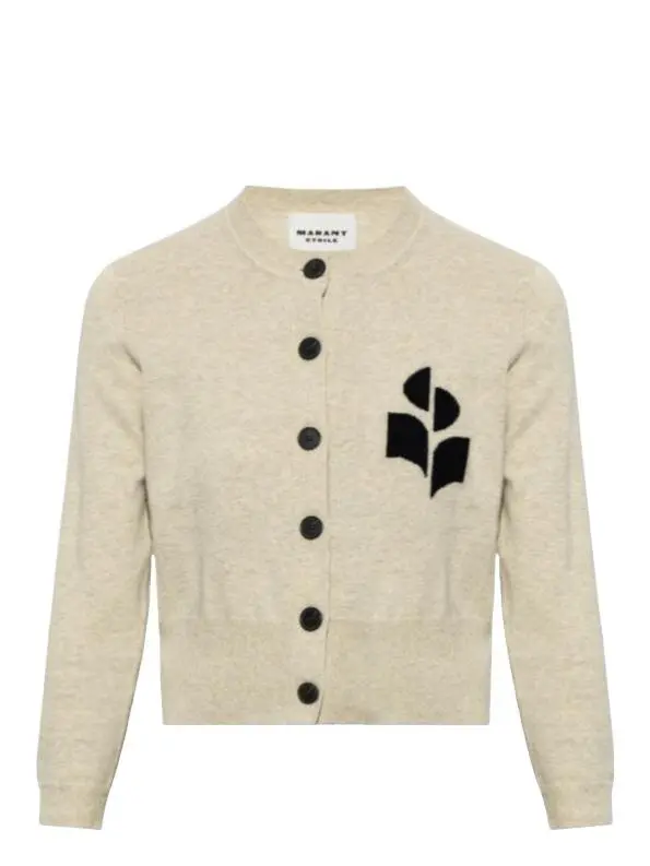 Isabel Marant Étoile Crew Neck Cardigan With Logo Detail - Cream