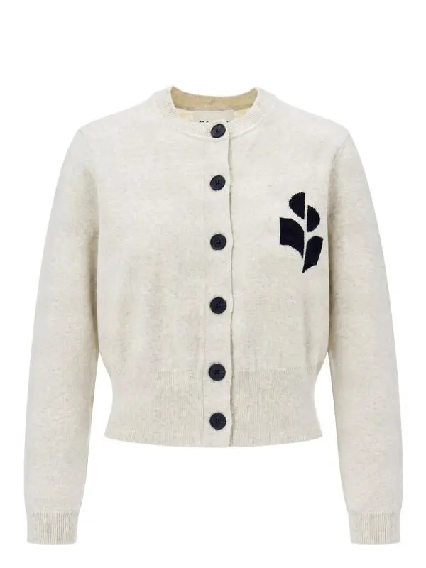 Isabel Marant Étoile Crew Neck Cardigan With Logo Detail - Cream