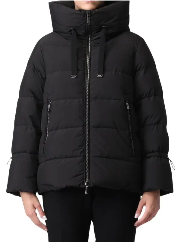MOORER Down Jacket With Drawstring Hood - Black