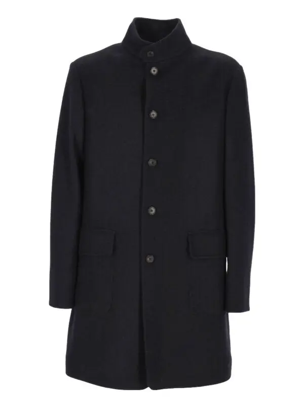 Loro Piana Single-breasted Coat With Stand-up Collar - Black