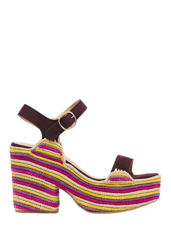 Gabriela Hearst Sardis Suede And Raffia Platform Sandals - No