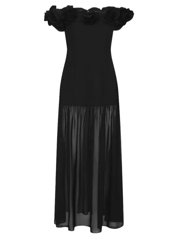 ROTATE BY BIRGER CHRISTENSEN Crepe Maxi Flower Dress - Black