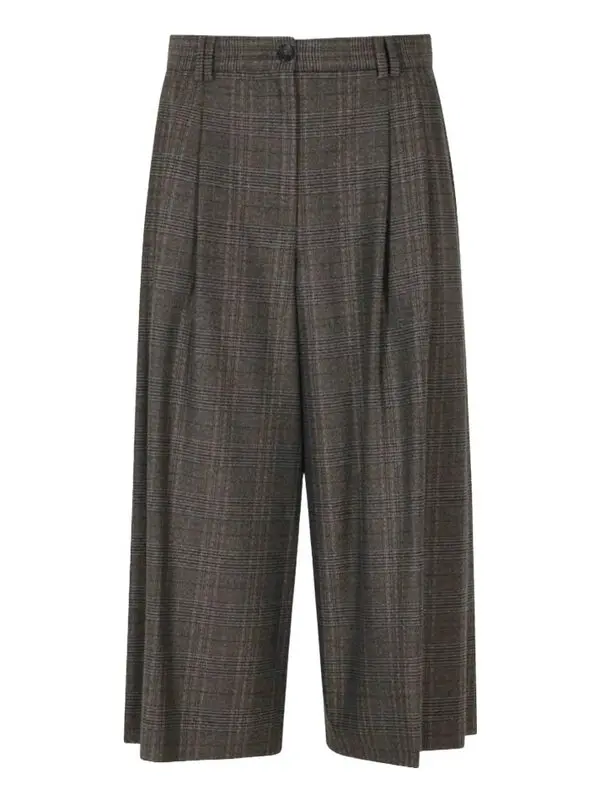 Seventy Pleated Checked Bermuda Shorts - Dark Taupe