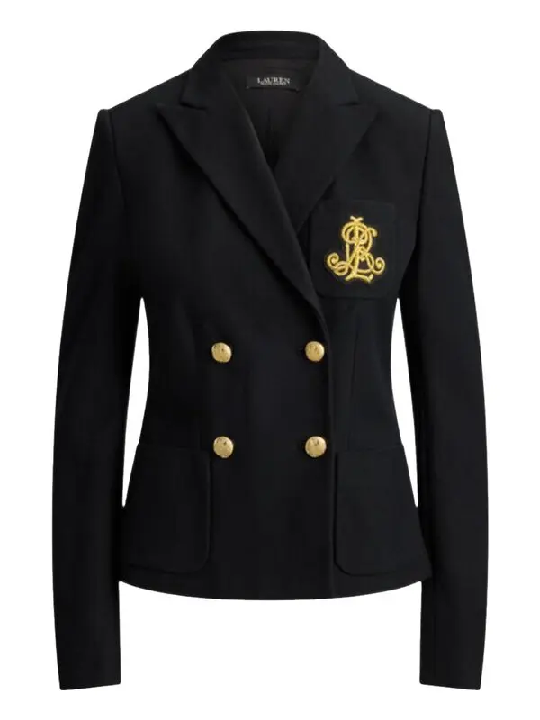 Ralph Lauren Double-breasted Suit Jacket With Notched Lapel - Black
