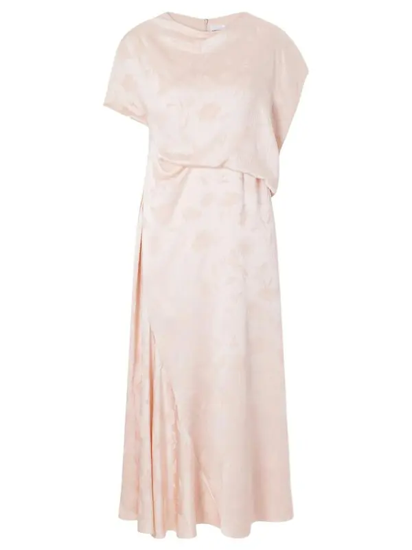 Erdem Jacquard Draped Midi Dress - Nude