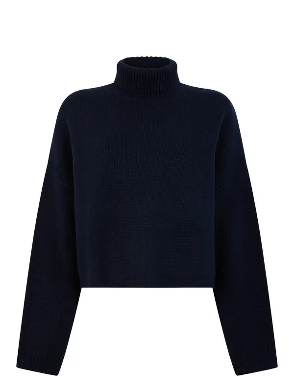 LISA YANG Relaxed Turtleneck Knitted Sweater - Dark Blue