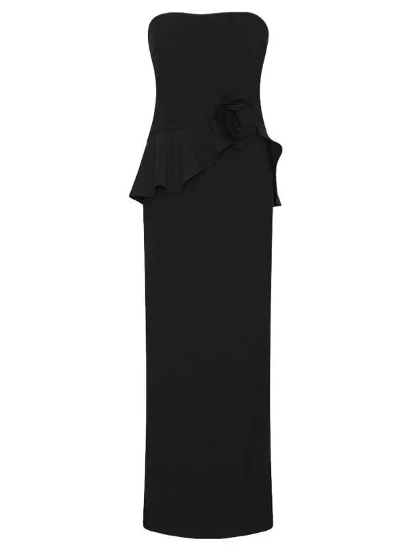 ROTATE BY BIRGER CHRISTENSEN Long Flower Strapless Dress - Black
