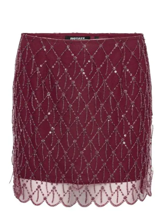 ROTATE BY BIRGER CHRISTENSEN Sequin Embellished Mini Skirt - Deep Red