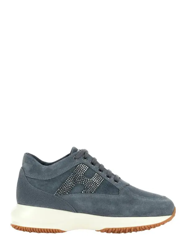 Hogan Suede Sneakers With Rhinestone Embellished Side H - Grey