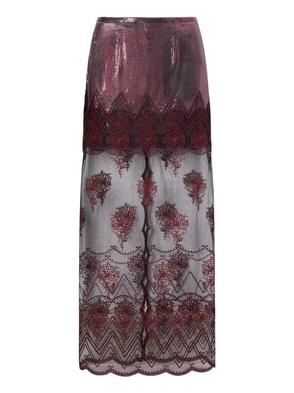 Rabanne Sequined Lace Midi Skirt - Gray