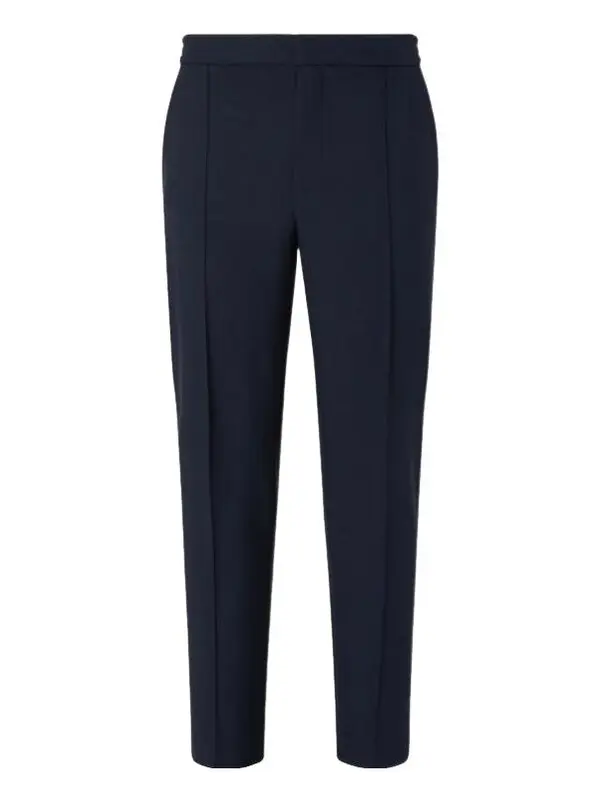 Zegna Wool Flat-front Pants With Side Pockets - Black
