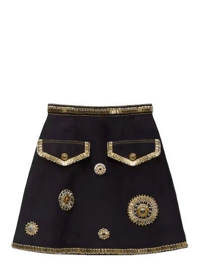 Versace Embellished Suede Mini Skirt - Blue