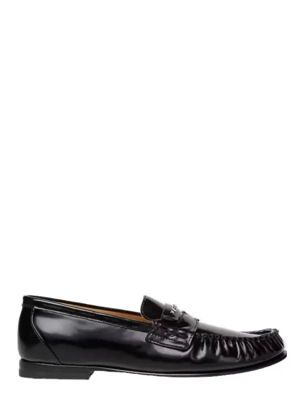 Fendi Scrunch Leather Loafers - Black