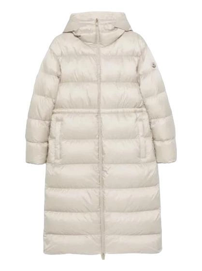 Moncler Long Hooded Cotton Jacket - Beige