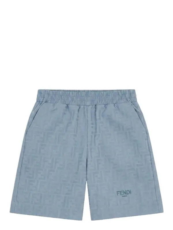 Fendi Ff Monogram Elastic Waist Shorts - Blue