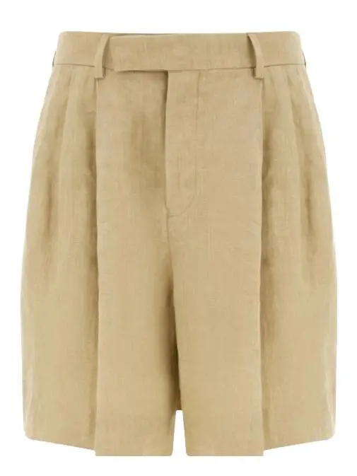 FERRAGAMO Linen Bermuda Shorts - Stone