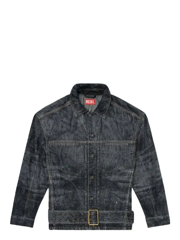 DIESEL® D-valero-s Denim Jacket With Belted Hem - Dark Gray