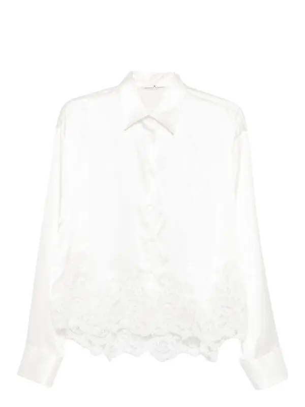 Ermanno Scervino Lace-trimmed Satin Shirt - White
