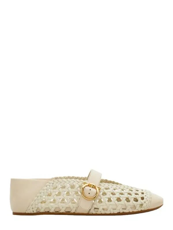 FERRAGAMO Gancini Buckle Ballet Flats - Mascarpone