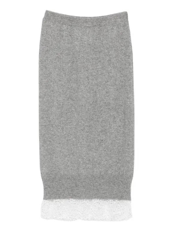 Ermanno Scervino Lace-trim Knitted Midi Skirt - Grey