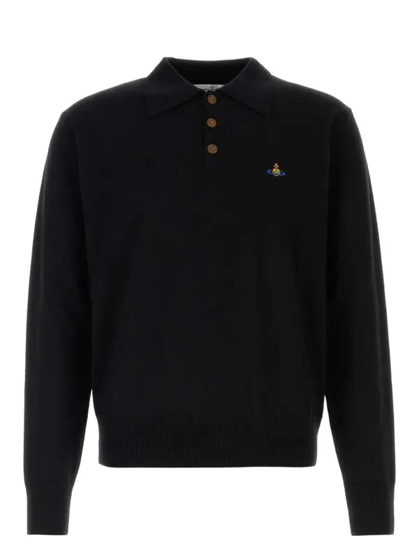 VIVIENNE WESTWOOD Mark Long-sleeve Polo Shirt - Black